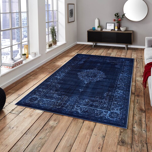 Navy Blue Area Rug - Etsy