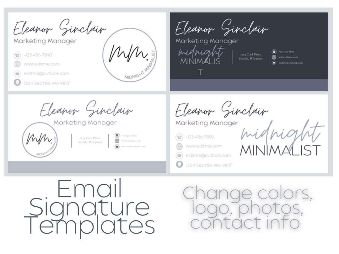 Business Email Signatures Minimalist Theme | Canva Template Custom ...