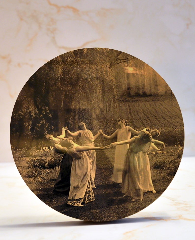 Circle of Witches Dancing Wooden Wall Plaque Circle 8x8 Handmade ...