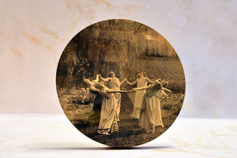 Circle of Witches Dancing Wooden Wall Plaque Circle 8x8 Handmade ...