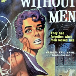 World Without Men Metal Wall Plaque Sign Handmade Vintage Pulp Art ...