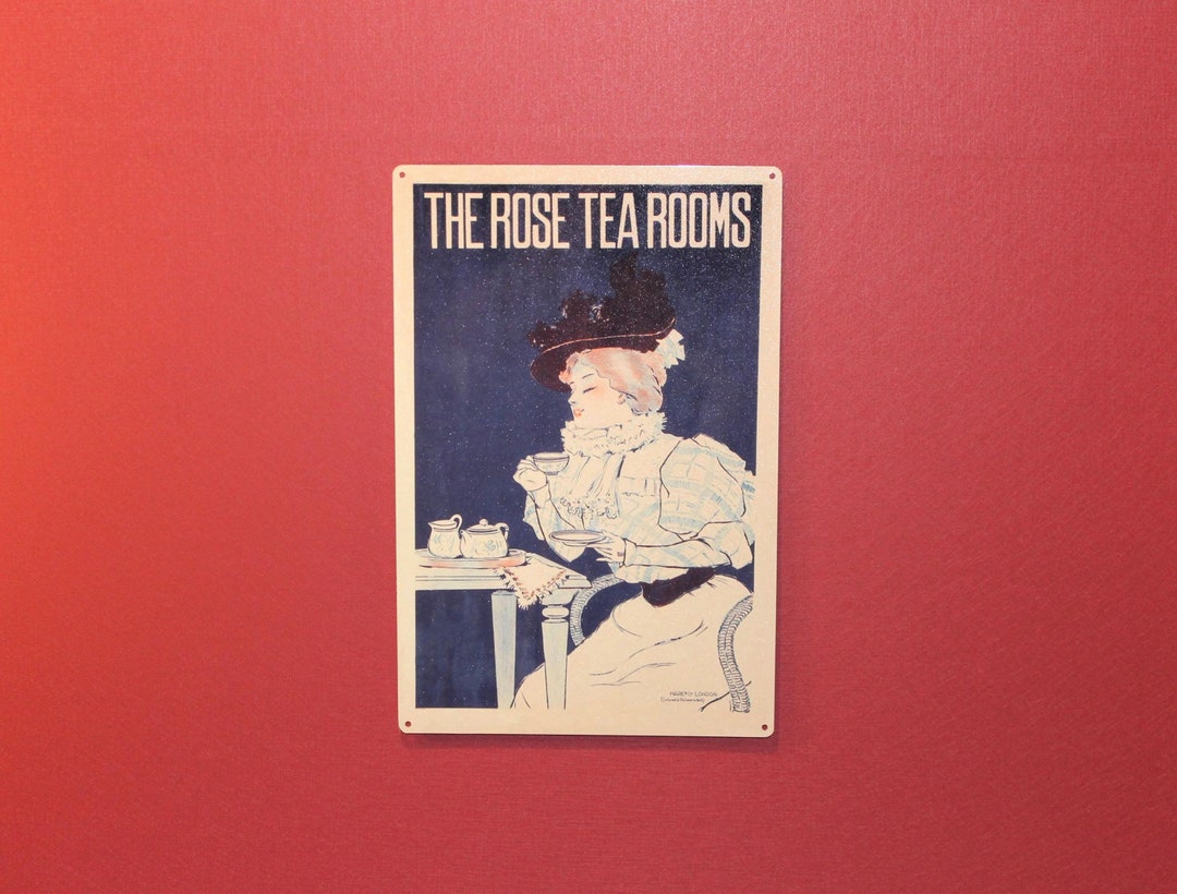 The Rose Tea Rooms Vintage Tea Ad Metal Wall Plaque Sign by Misti ...