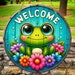 Inspirational Frog Theme Welcome Sign, Aluminum Round Sign, 5.9 Inches ...