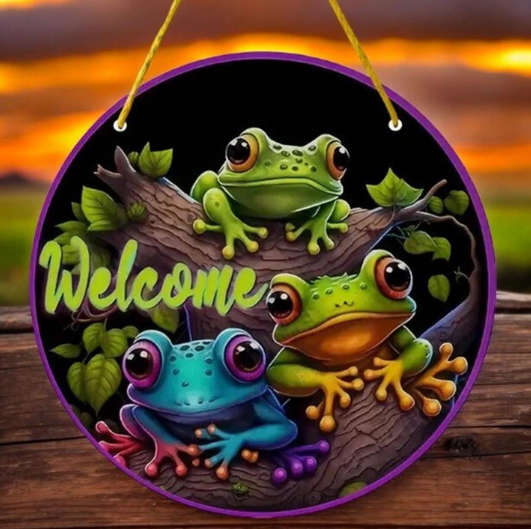 Frogs Acrylic Decorative Sign, Welcome Plaque, Home Wall Art, Cute Gift ...