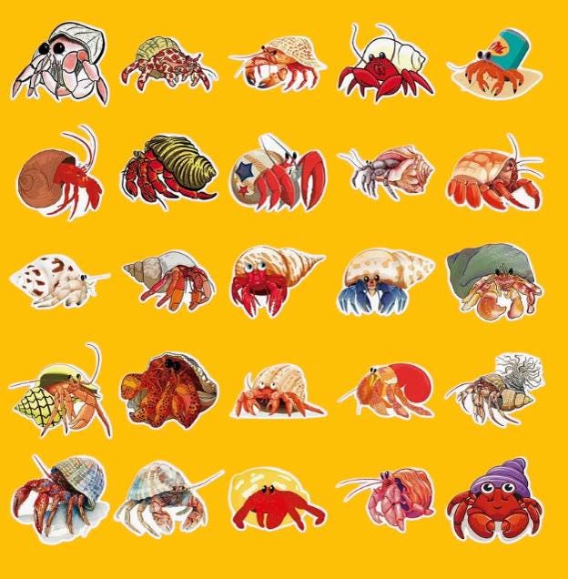 50 Crab Vinyl Stickers Pack, Sea Creature Sticker, Ocean Decals, Laptop ...