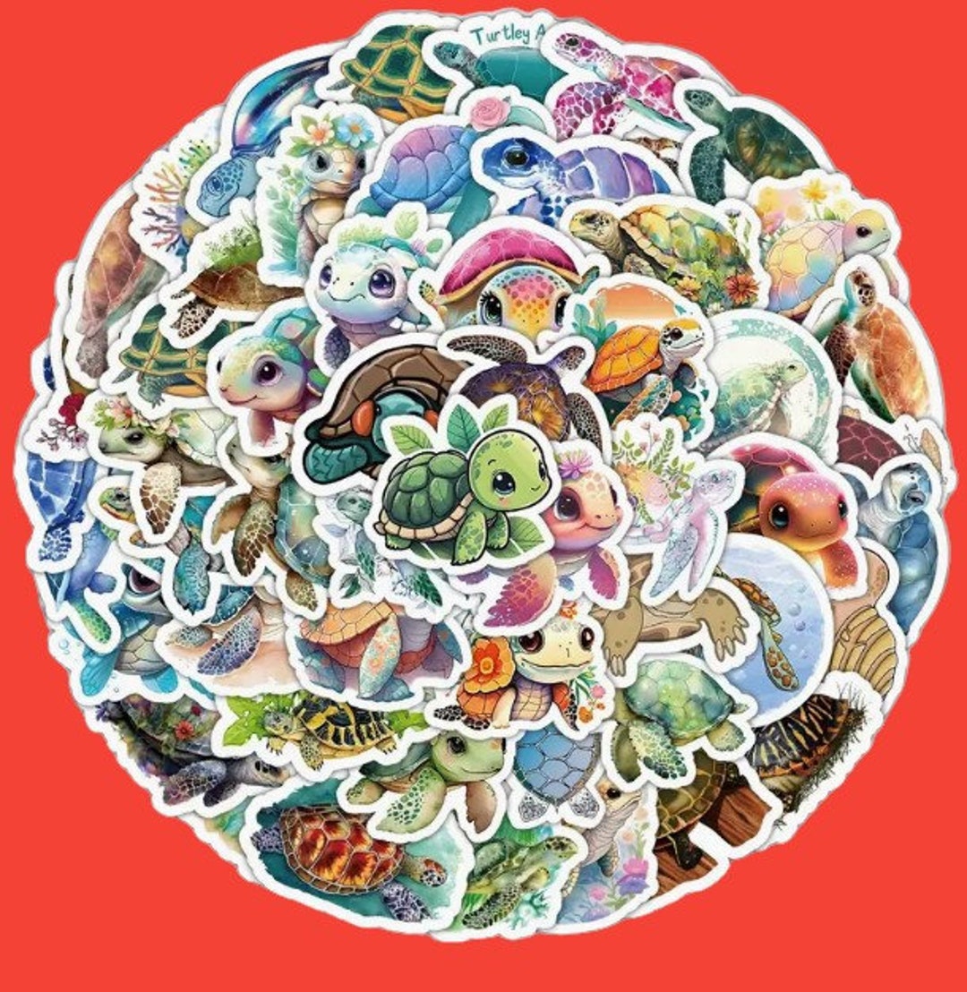 100-piece Tortoise Vinyl Stickers Set, Waterproof Decals, Turtle Lover ...