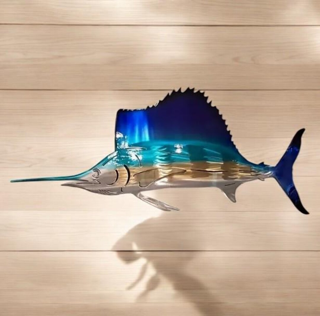 Metal Fish Wall Art Decor, Sailfish Wall Silhouette, Wrought Iron Fish ...