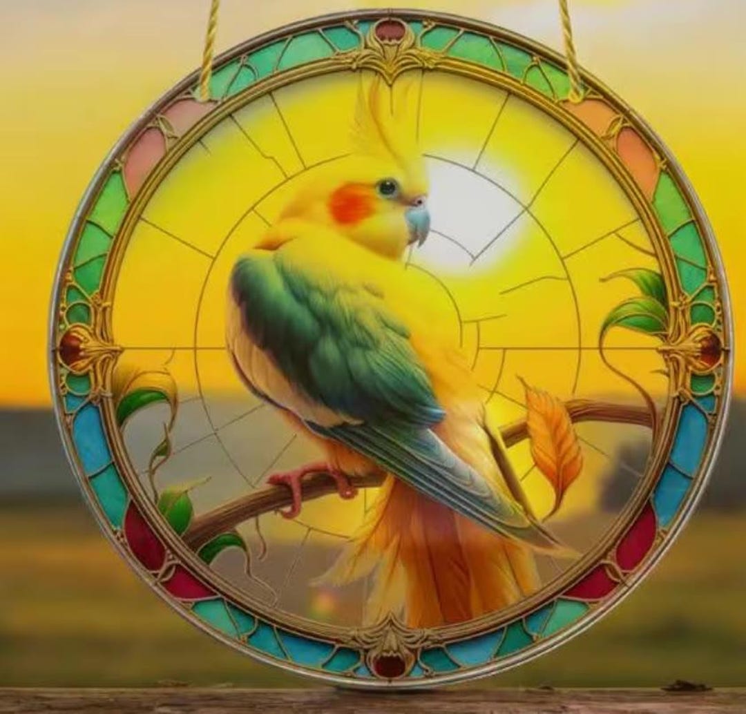 Cockatiel Suncatcher,acrylic Stained Glass Bird Lover Decor, Bird Gift ...