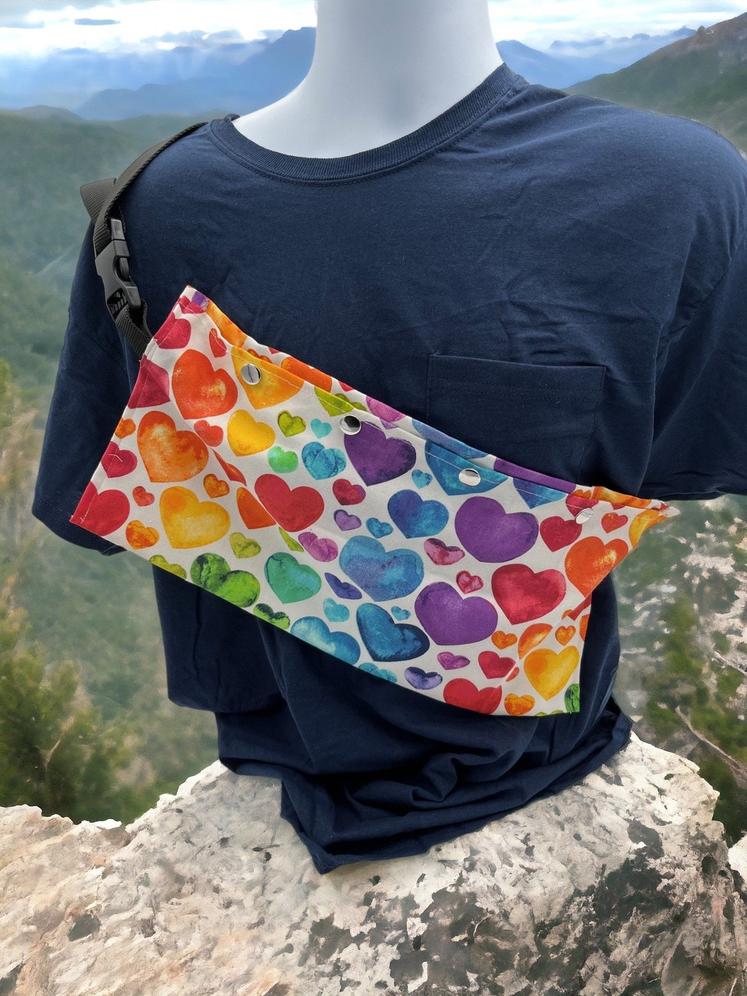 Rainbow Heart Bearded Dragon Sling Carrier, Reptile Shoulder Bag, Small ...