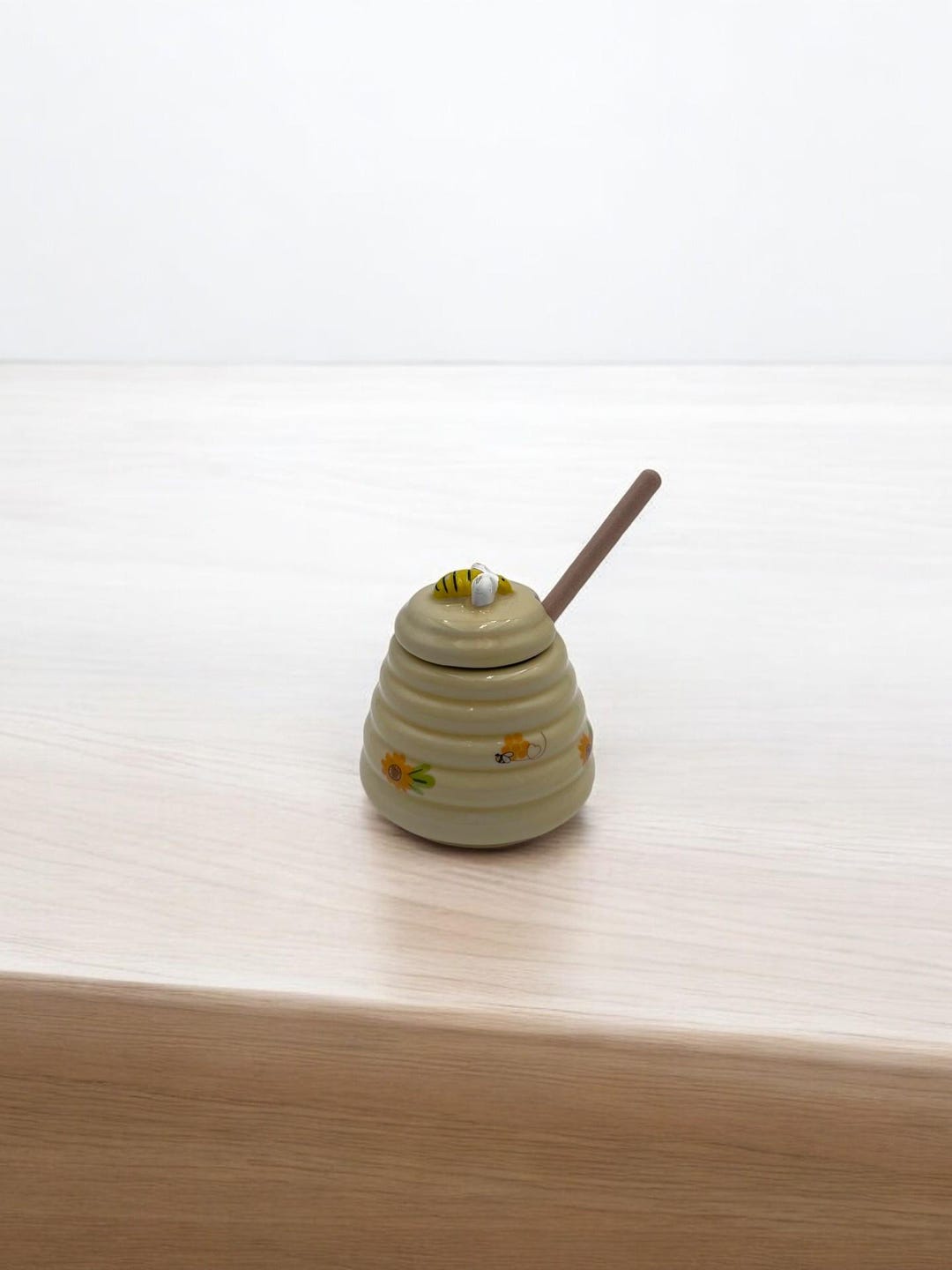 Ceramic Honey Hive Jar With Wood Stir Stick, Beehive Honey Pot ...