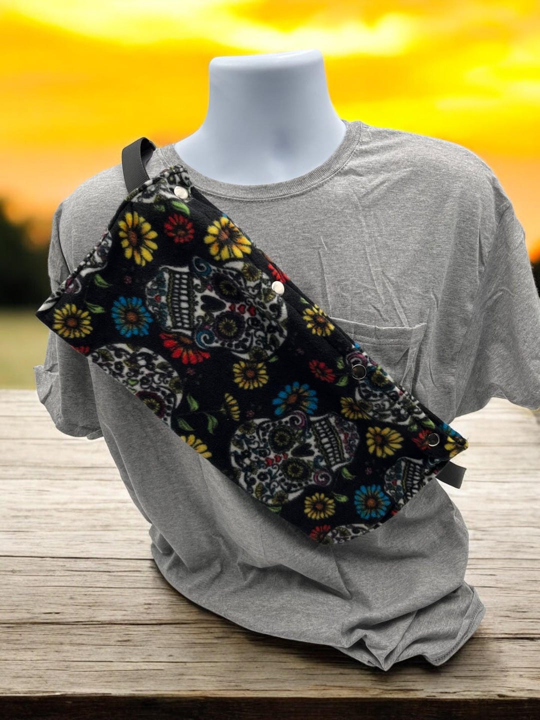 Sugar Skull Bearded Dragon Sling Carrier, Reptile Shoulder Bag, Small ...