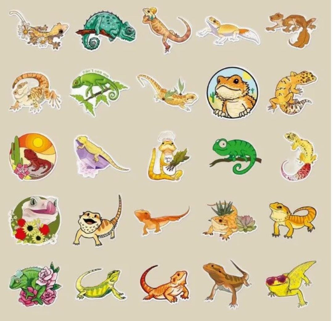 Reptile Terrarium Sticker Set, 50pcs Waterproof Decals, Cage Decor ...