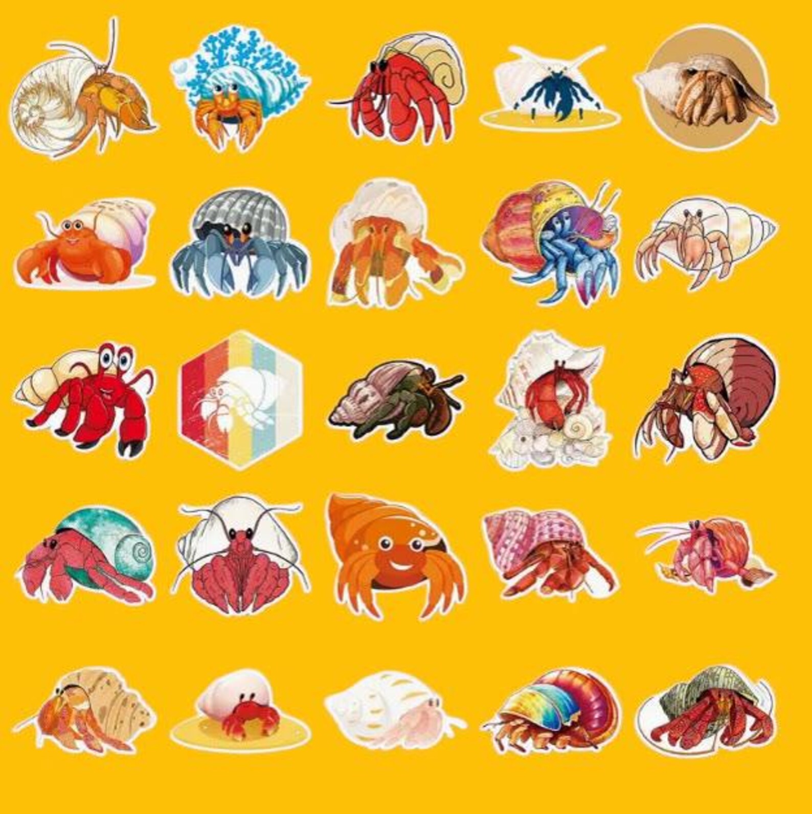 50 Crab Vinyl Stickers Pack, Sea Creature Sticker, Ocean Decals, Laptop ...
