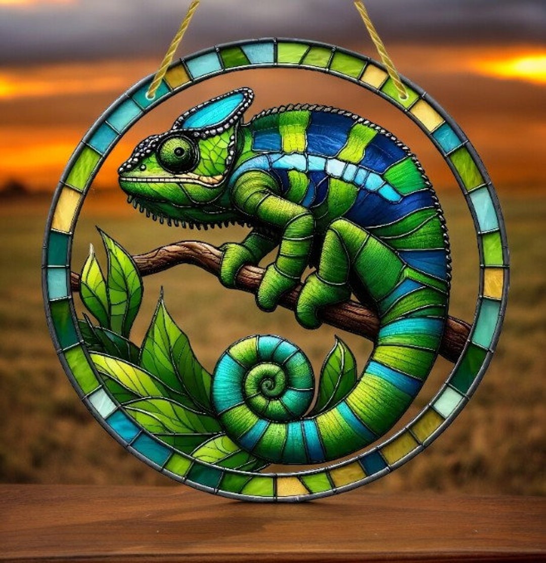 Chameleon Acrylic Stained Glass Suncatcher 8, Rainbow Sun Catcher ...