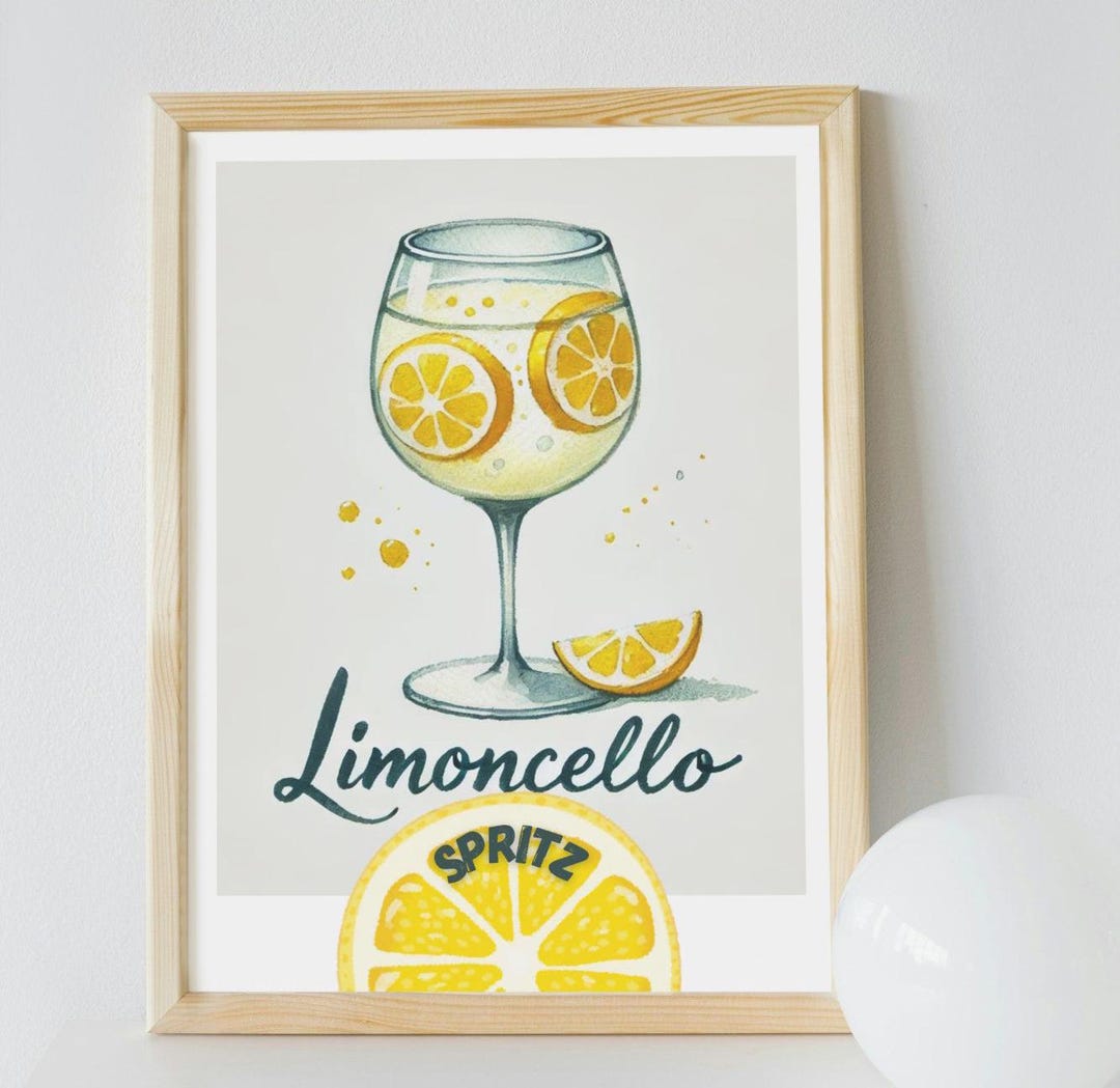 Limoncello Spritz Art Print, Limoncello Spritz Poster, Summer ...