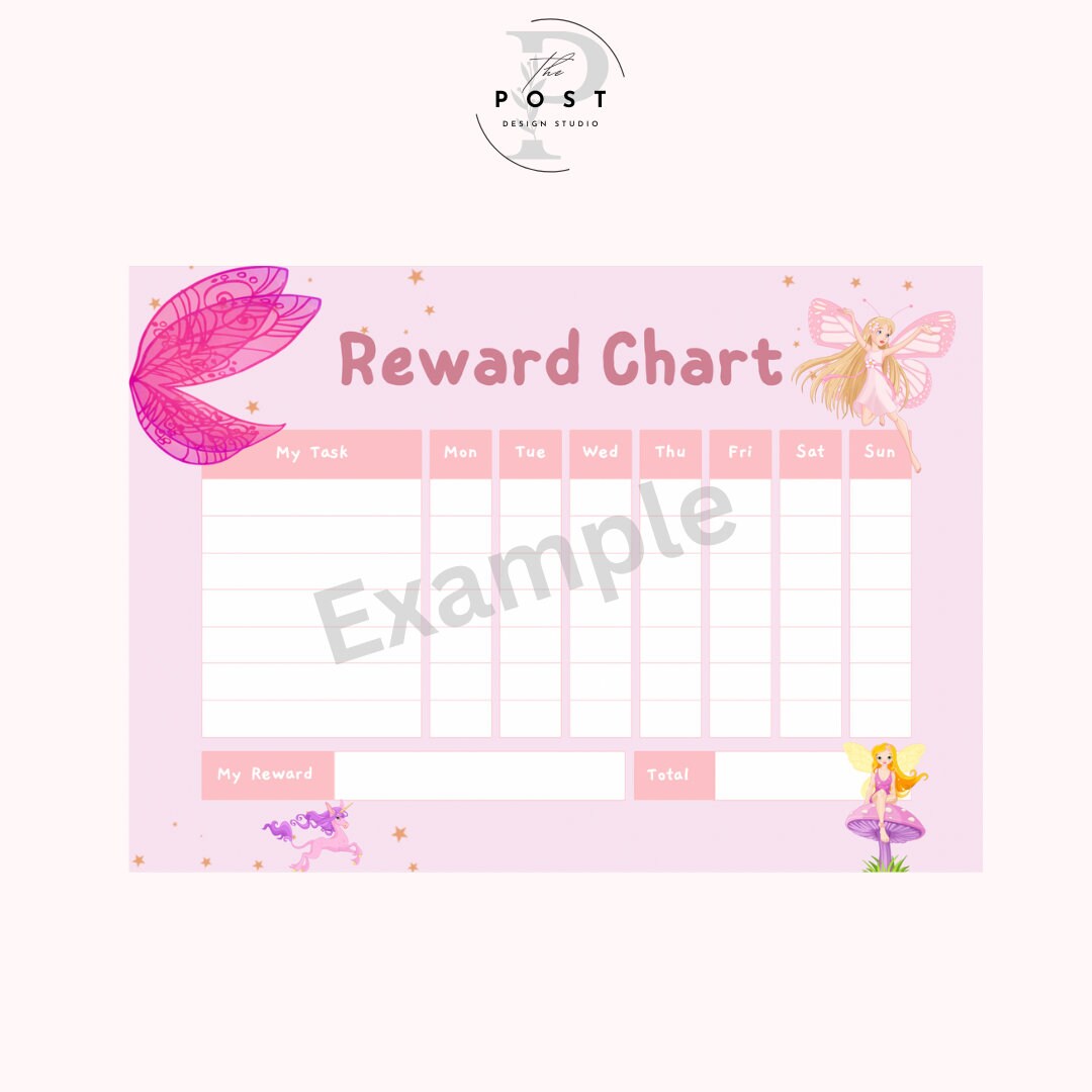 A3 Fairy Theme Reward Chart for Kids. Printable Digital - Etsy