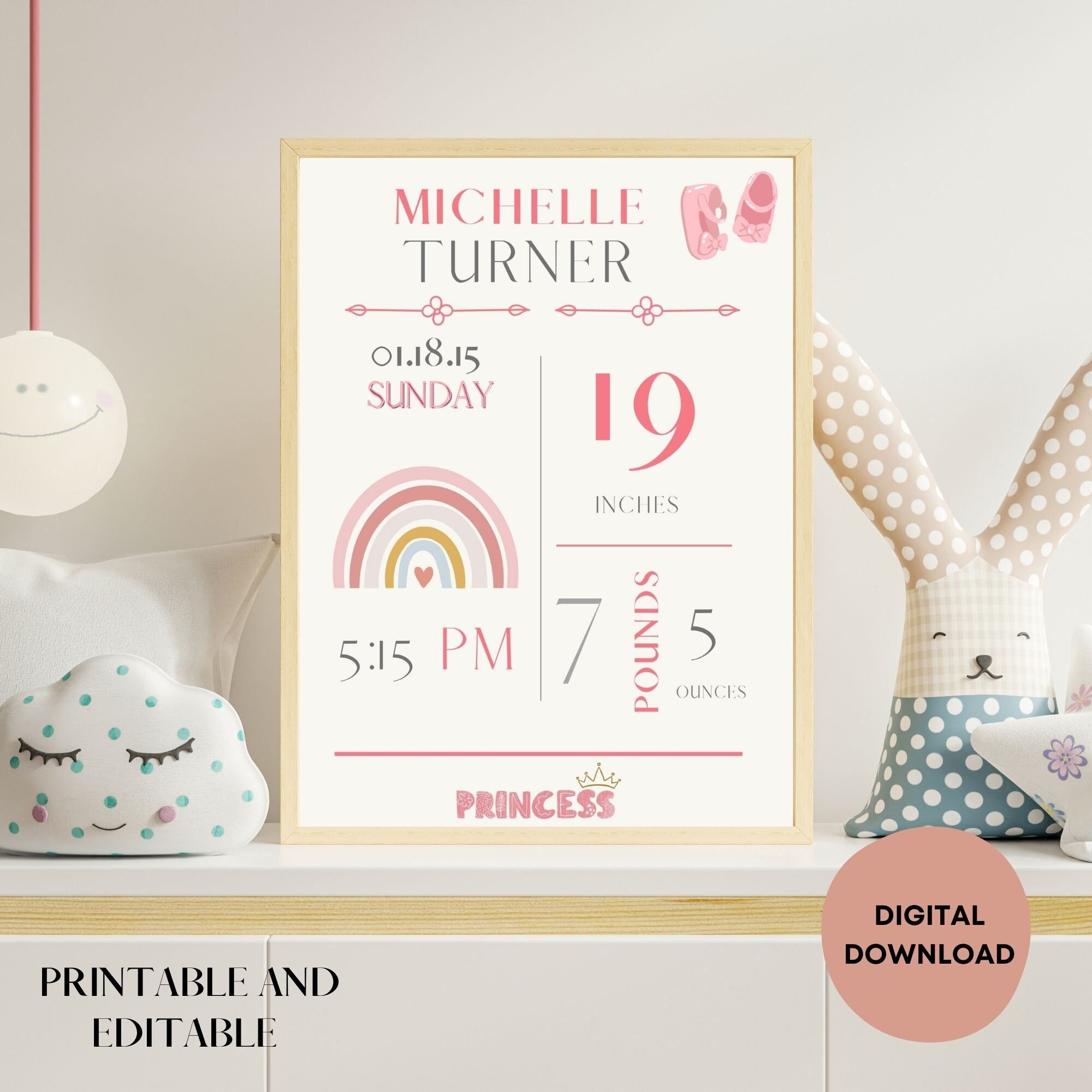 Baby Birth Stats Personalized Frame Nursery Decor Custom Baby Frame ...