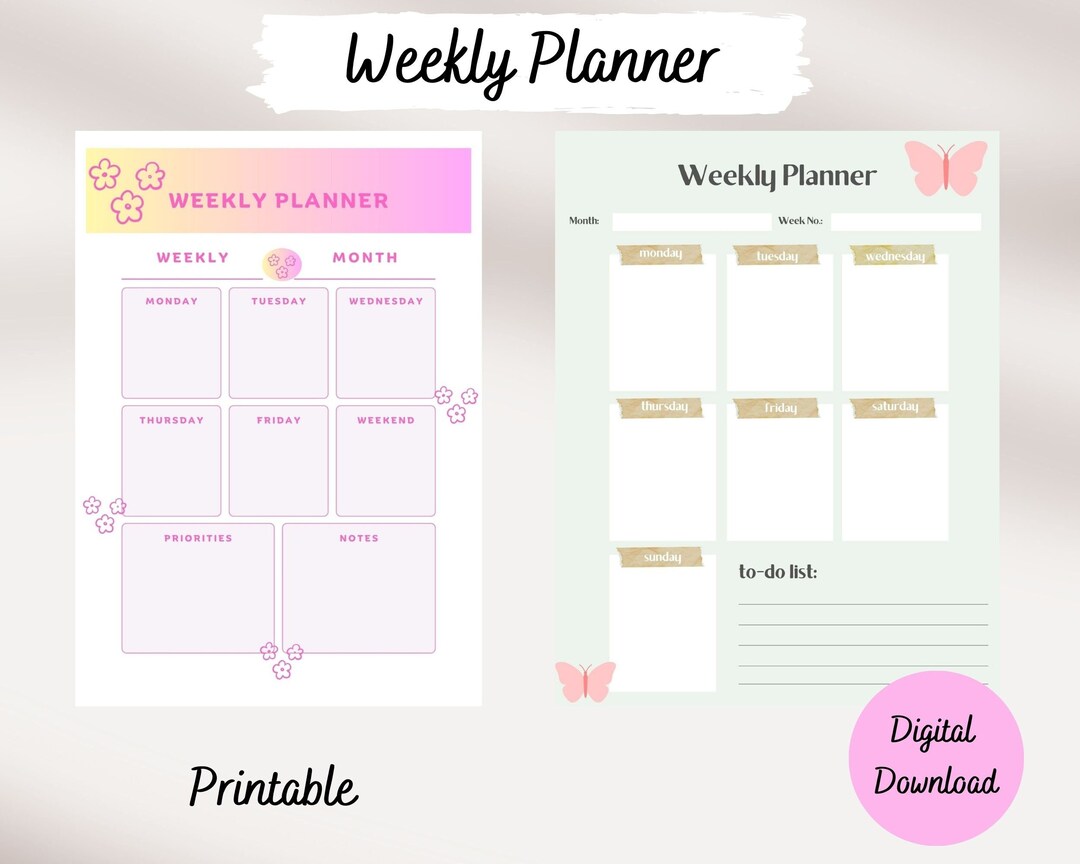 Weekly Digital Planner Weekly Planner Time Organization Task Management ...