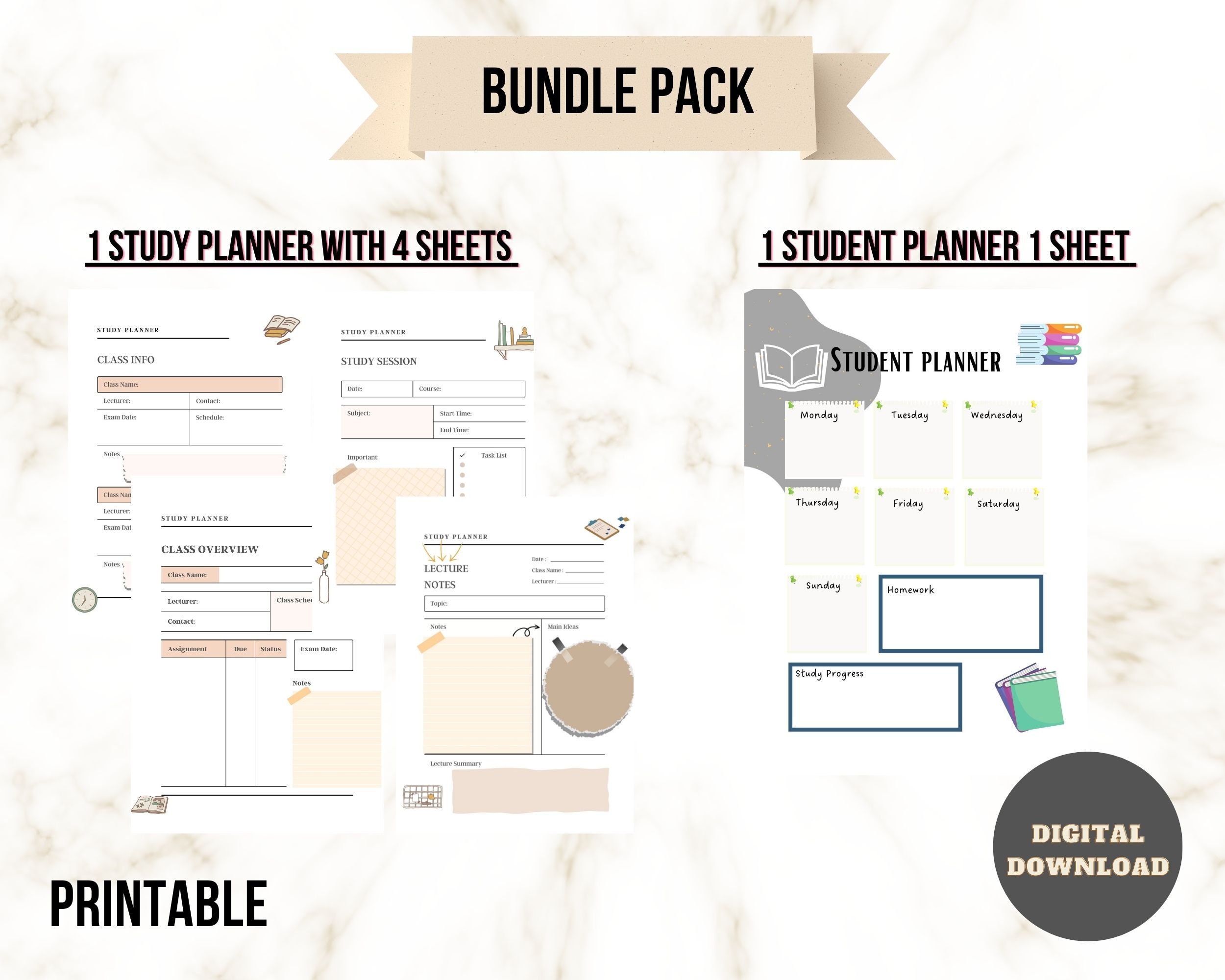 Study Planner Printable Study Planner Student Digital Planner Academy ...