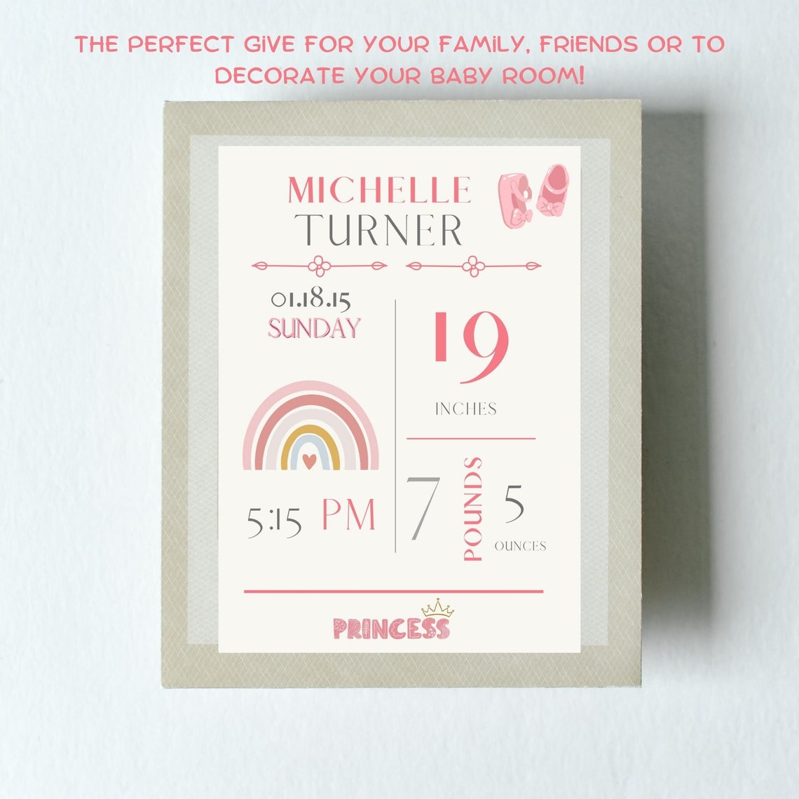 Baby Birth Stats Personalized Frame Nursery Decor Custom Baby Frame ...