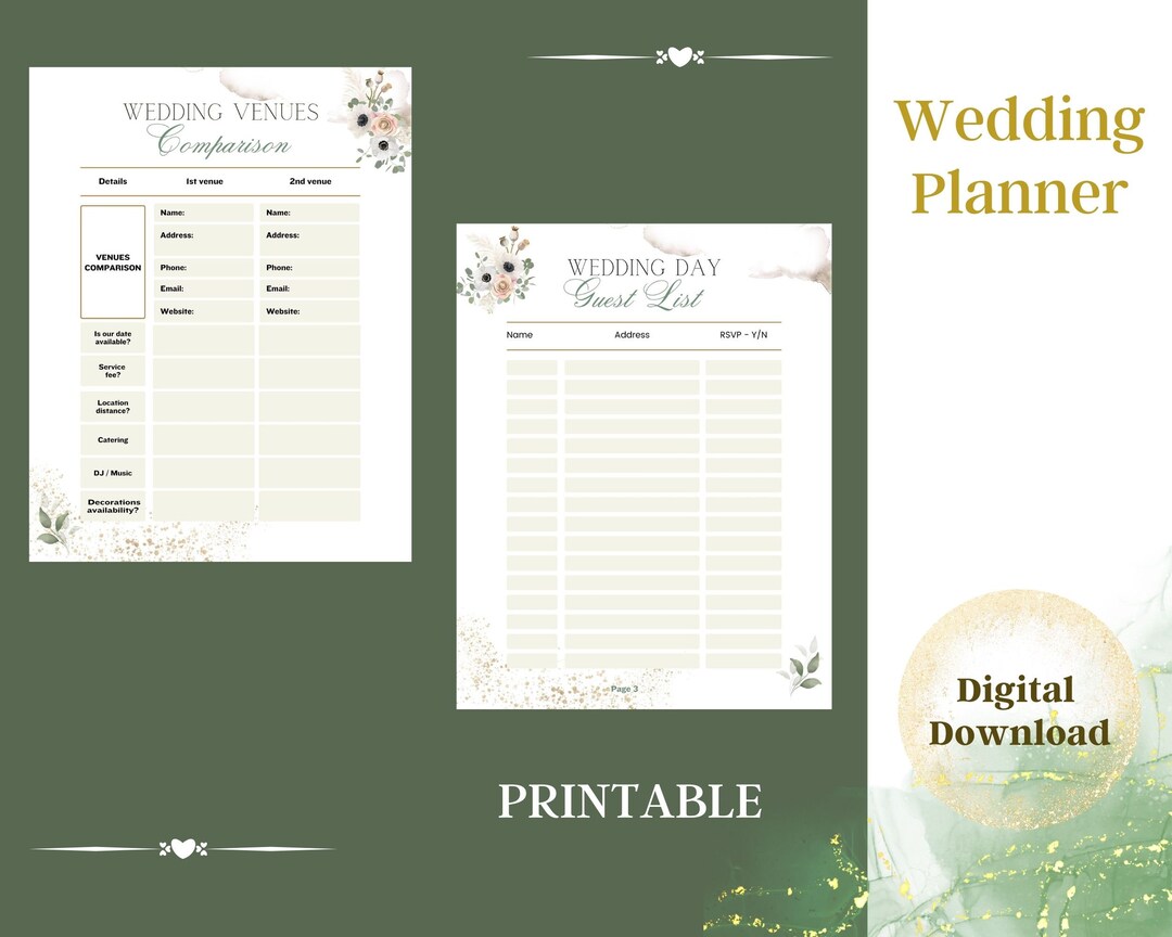 Wedding Planner Printable Wedding Planner Wedding Planning Tools ...