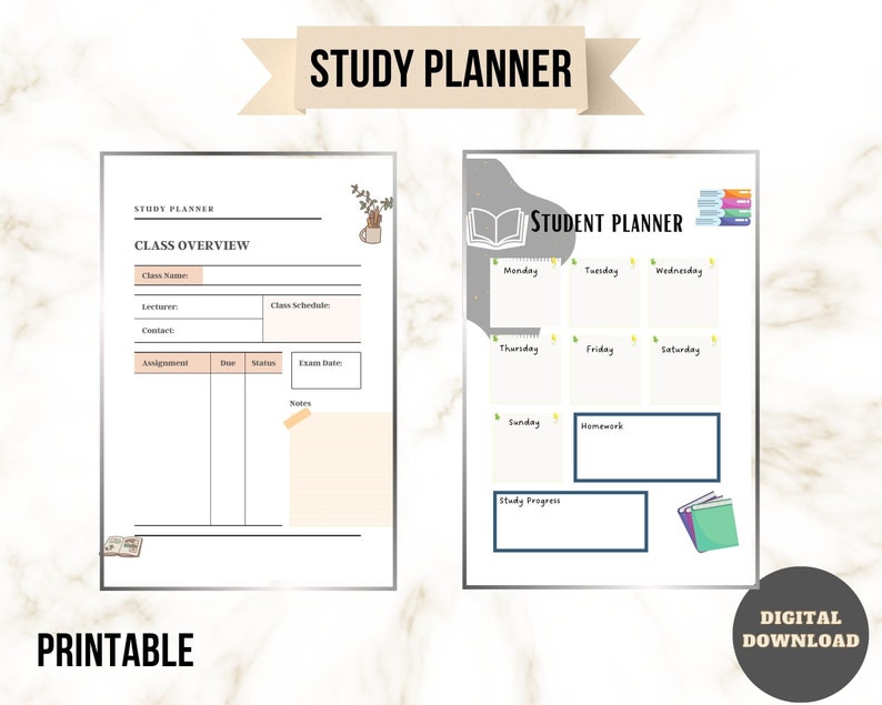 Study Planner Printable Study Planner Student Digital Planner Academy ...