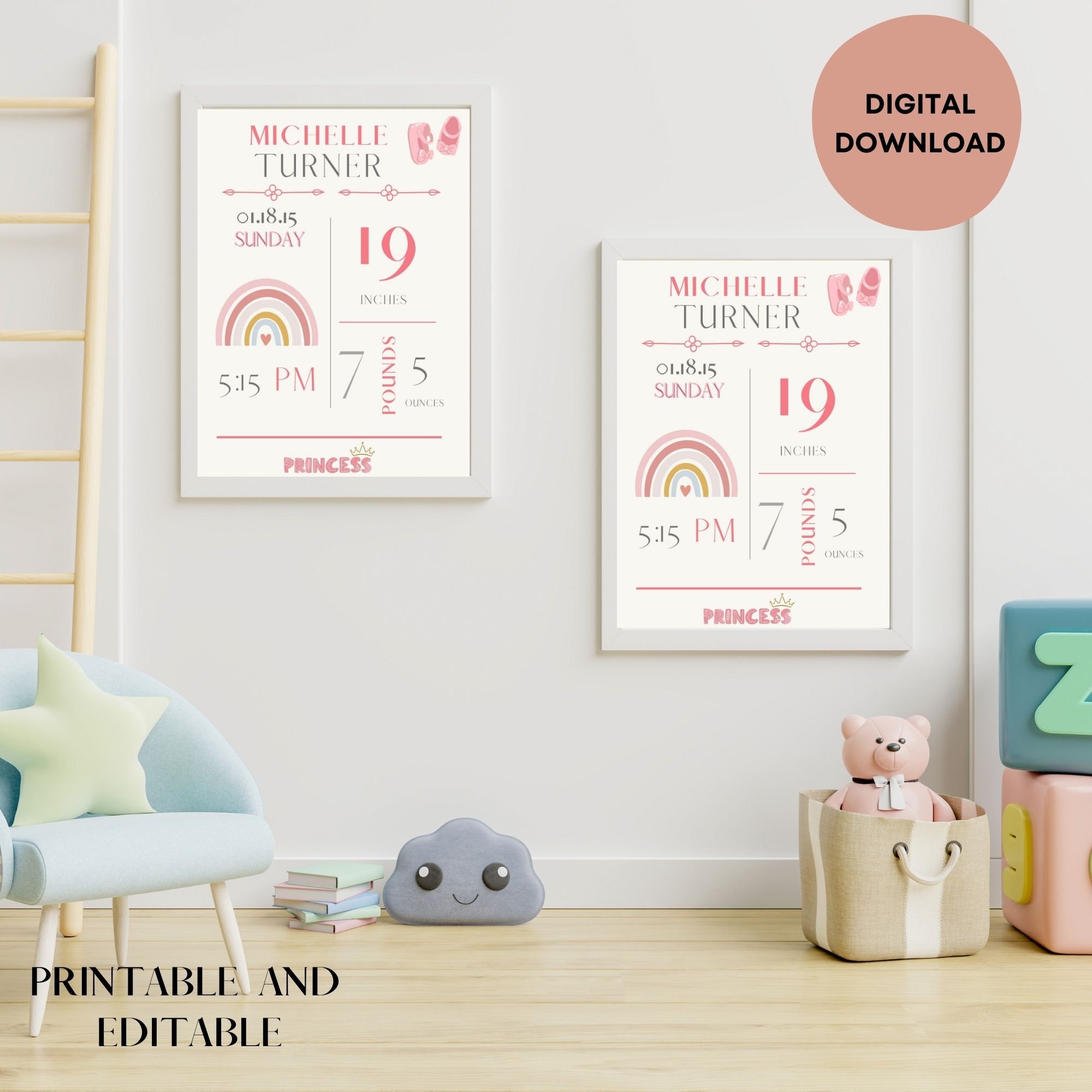 Baby Birth Stats Personalized Frame Nursery Decor Custom Baby Frame ...