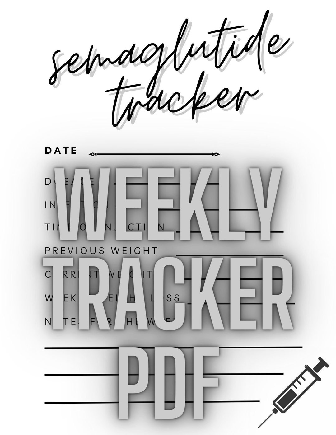 BUNDLE Semaglutide Weight Loss Health Fitness Tracker Printable Tracker ...