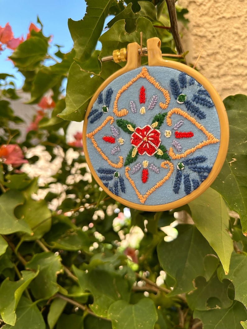 Flower, Talavera Tile Inspired Embroidery - Etsy