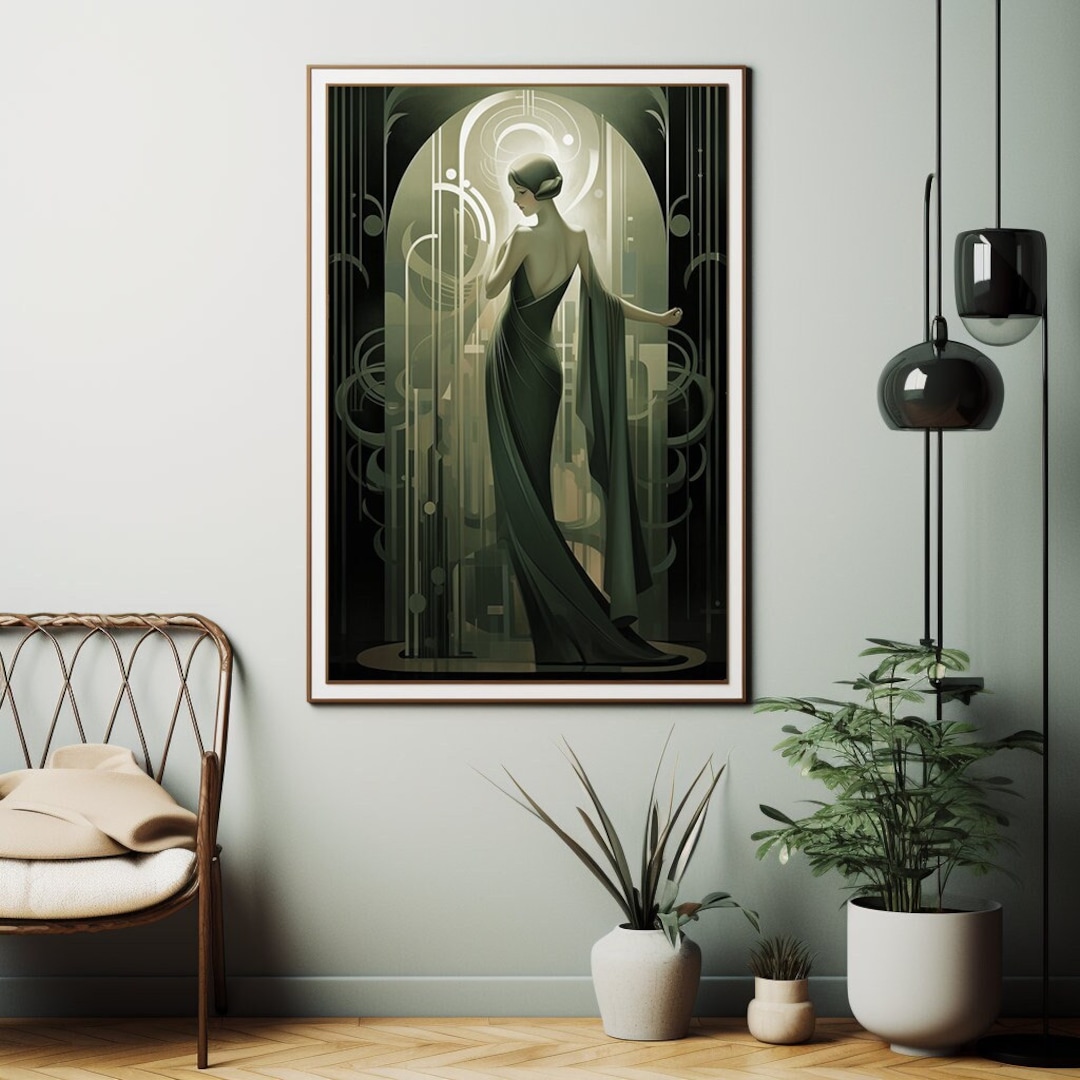 Art Deco Lady Picture - Art Deco Print - Geometric Art Deco Print - Art ...