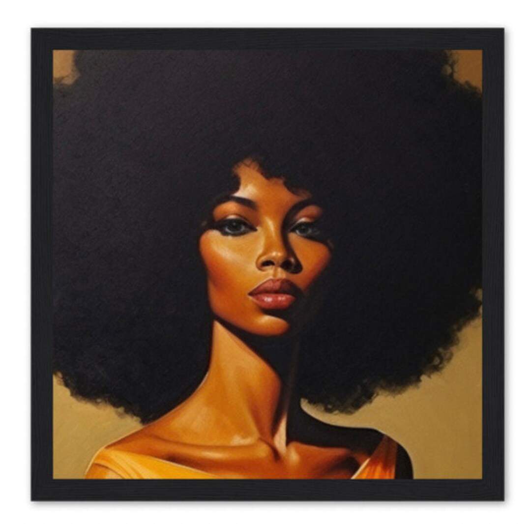 Afro Woman Print With Black Frame - Afro Woman Print - African American ...