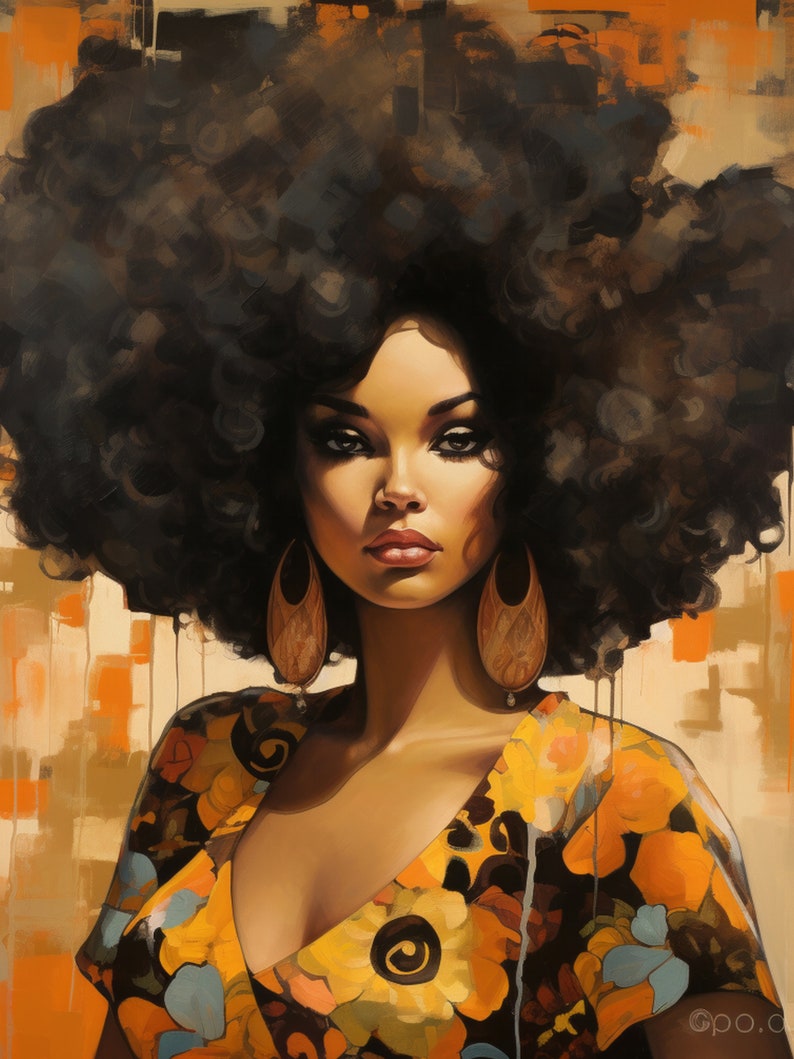 Afro Woman Print Black Woman Afro Woman Prints African American Wall Art African American Print ...