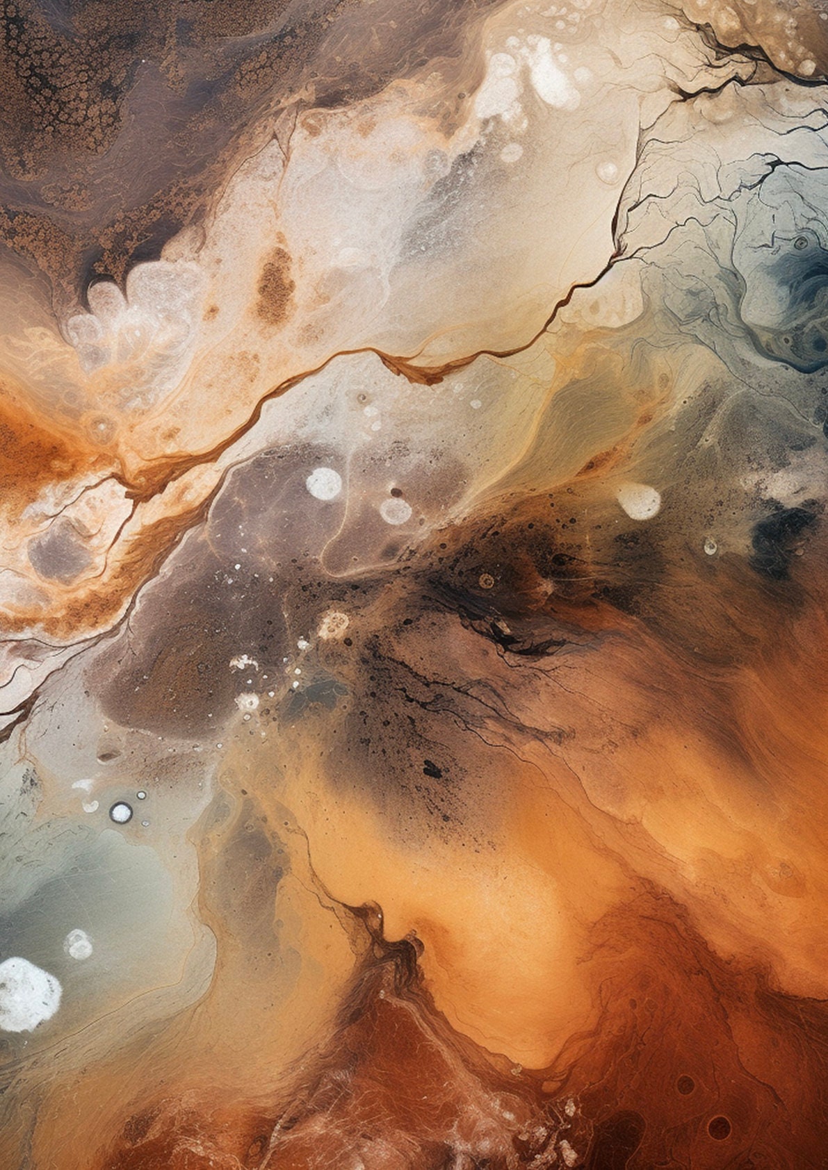 Set of 3 Abstract Prints Burnt Orange, Brown & Gold Abstract Print Mid ...