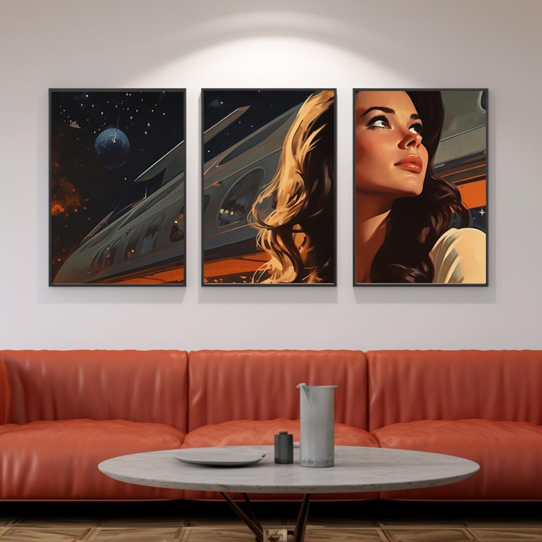 1970s Wall Art - 3-piece Print Set – Midcentury Modern - Space Art ...
