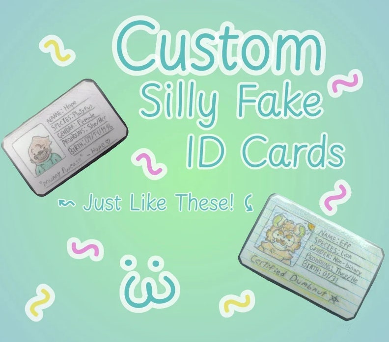 READ DESC Custom Character/fursona Silly Fake ID Cards - Etsy