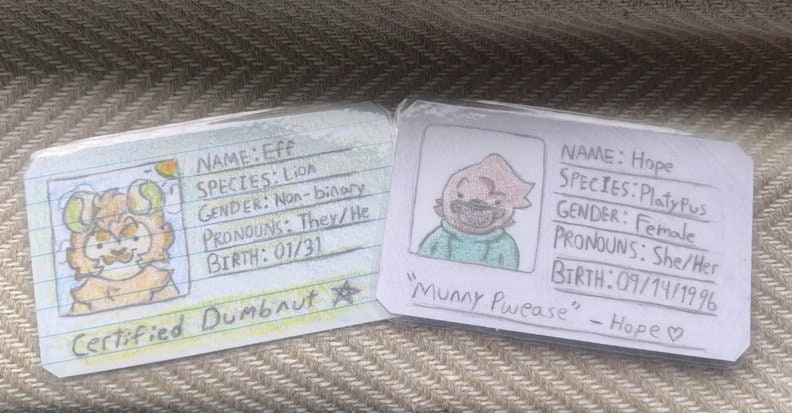 READ DESC Custom Character/fursona Silly Fake ID Cards - Etsy
