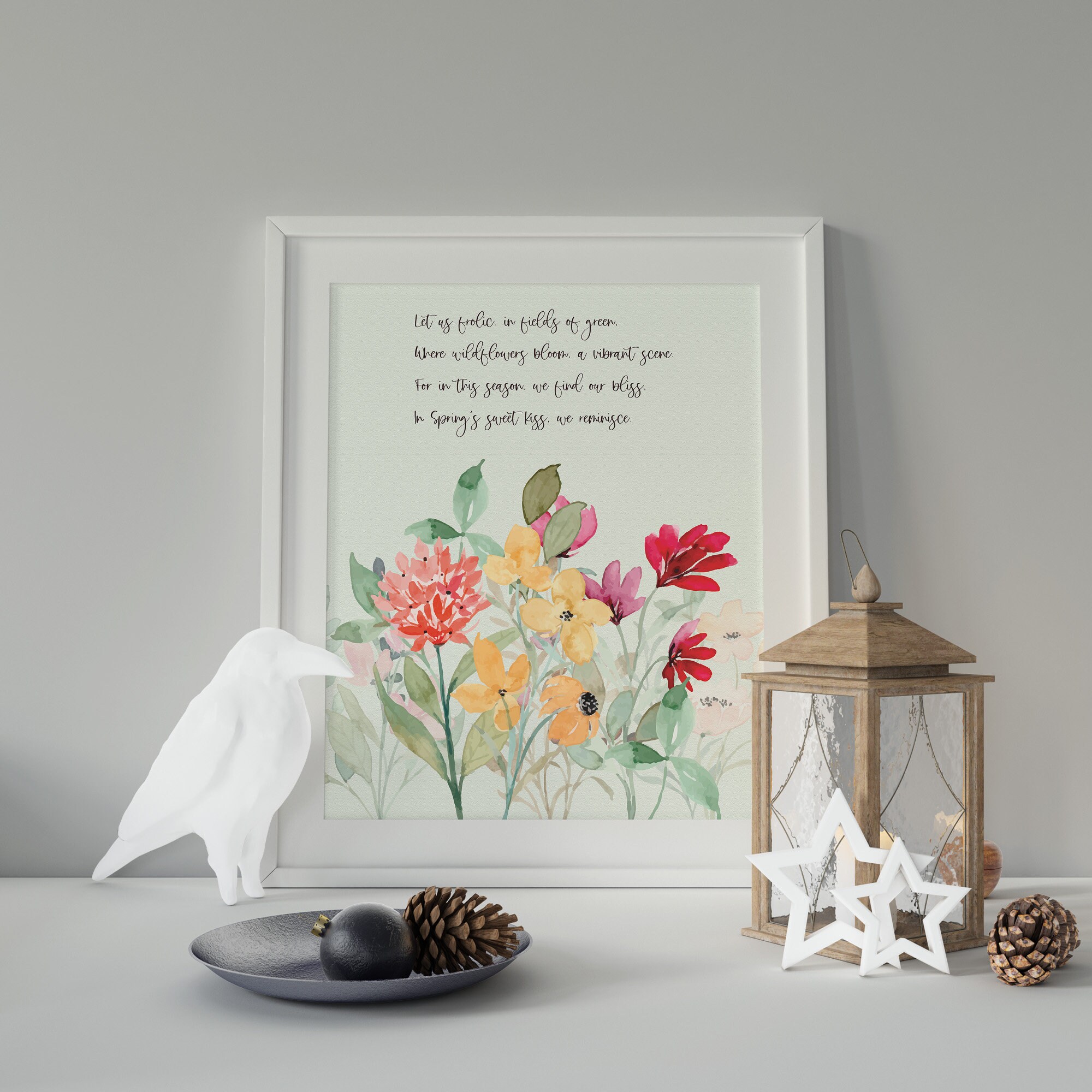 Spring Print, Spring Poem Art Print, Flower Bouquet Printable Art ...