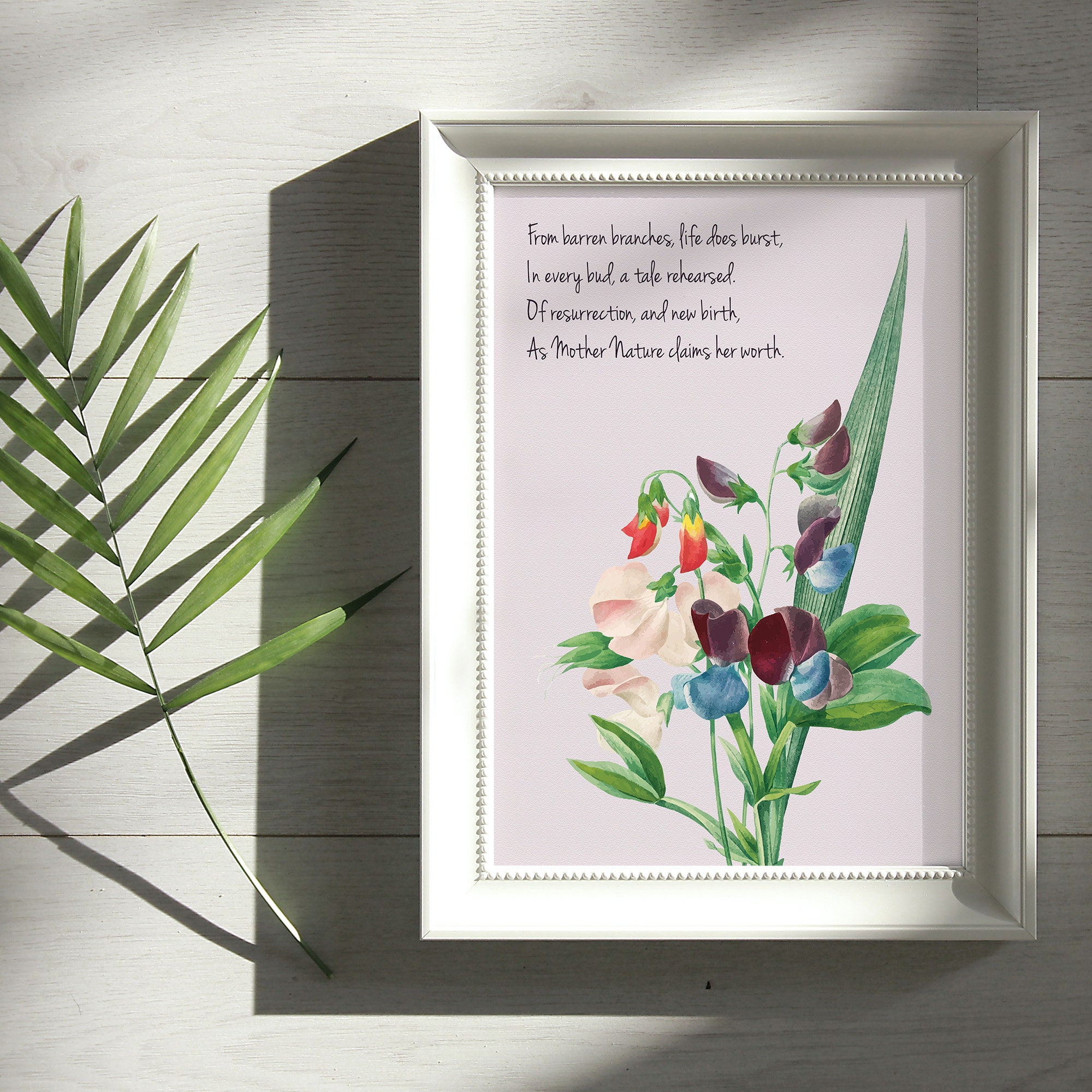 Spring Print, Spring Poem Print, Flower Bouquet Printable Art ...