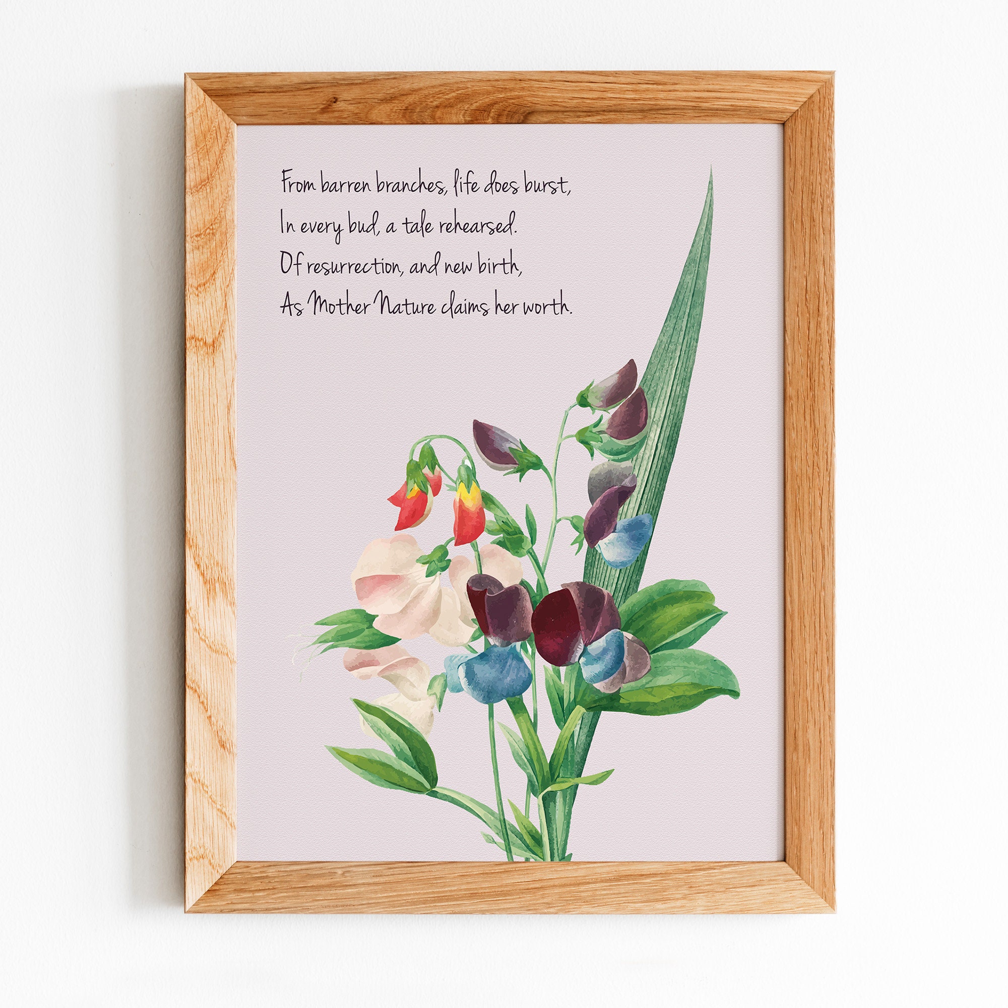 Spring Print, Spring Poem Print, Flower Bouquet Printable Art ...