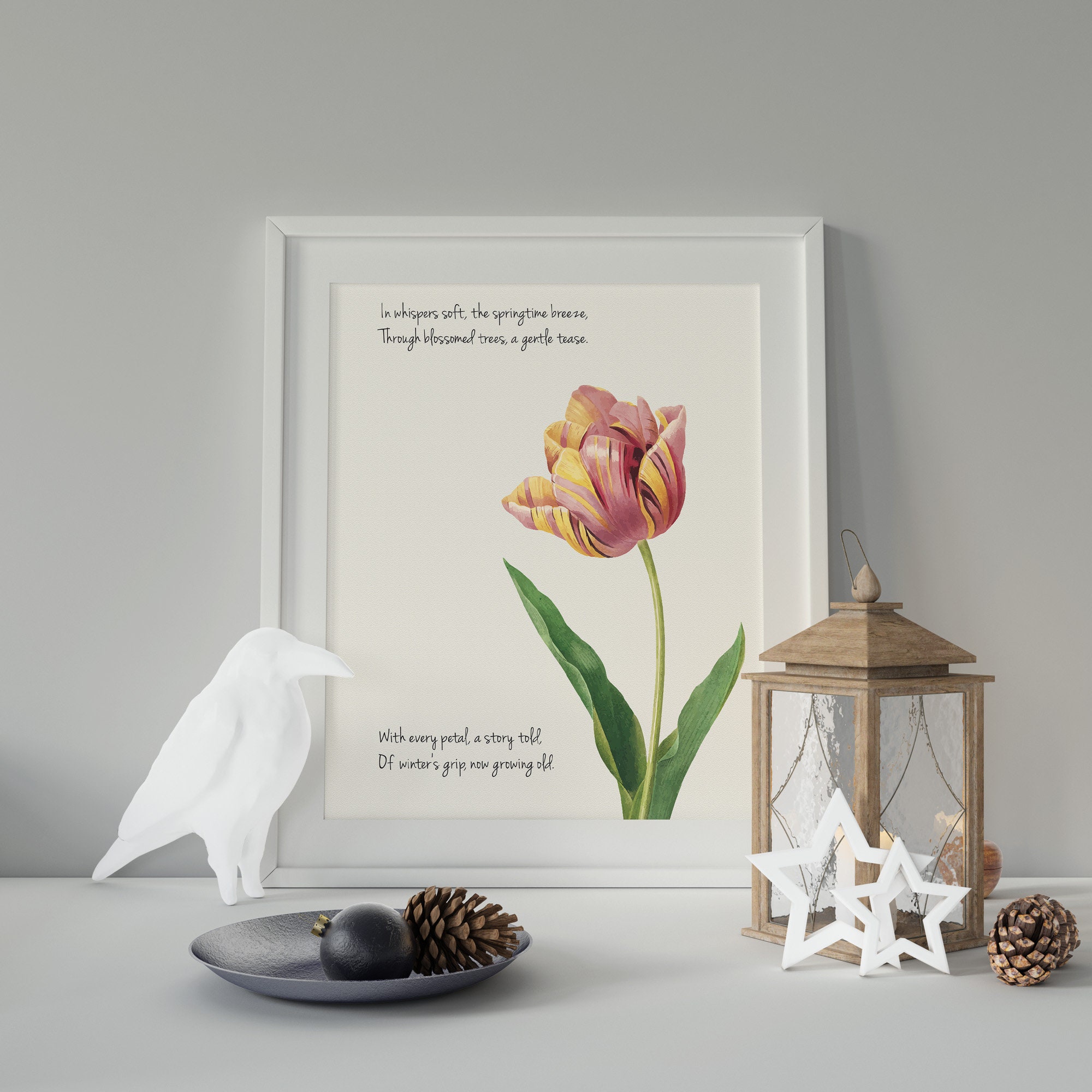 Spring Print, Spring Poem Art Print, Tulip Printable Art, Watercolor ...