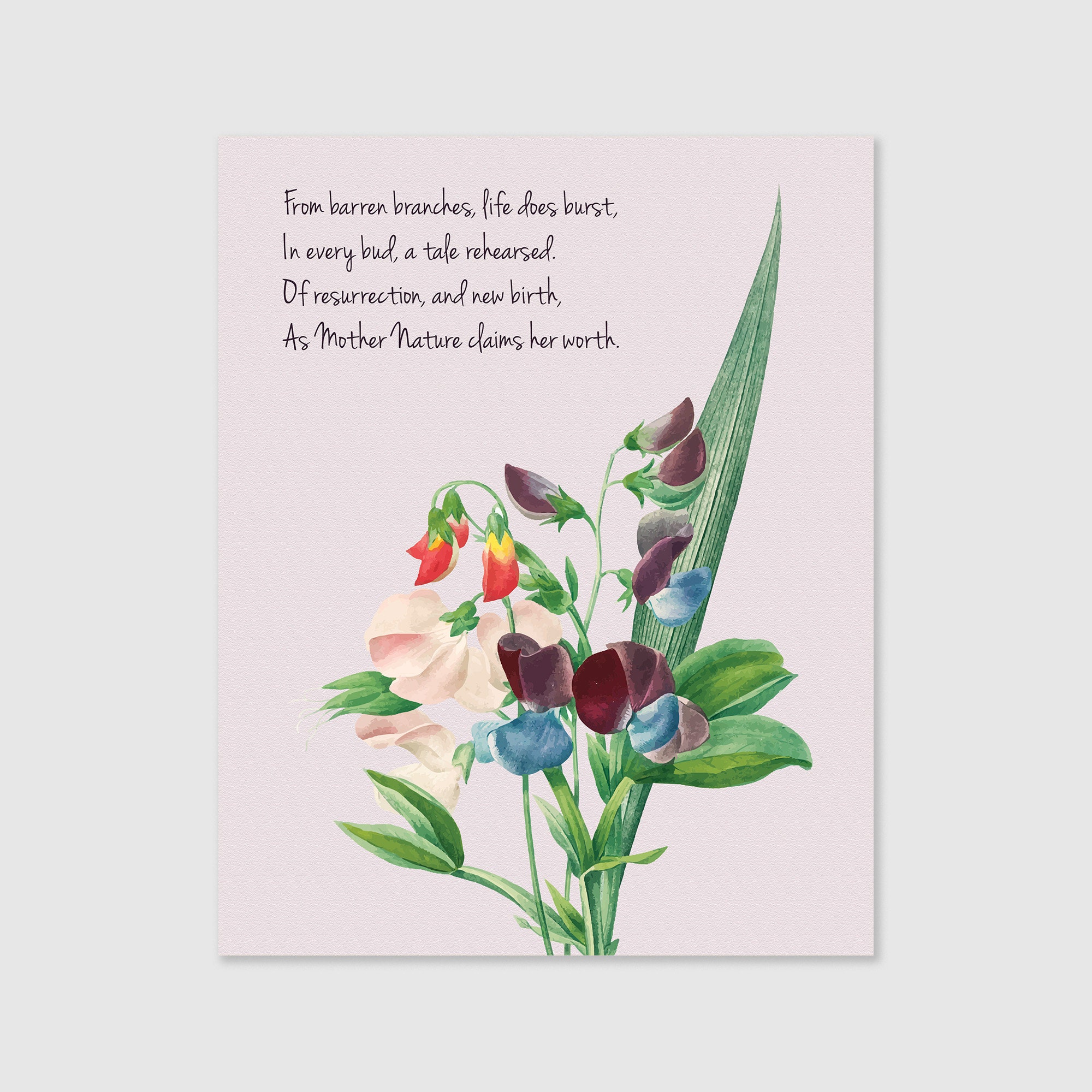 Spring Print, Spring Poem Print, Flower Bouquet Printable Art ...
