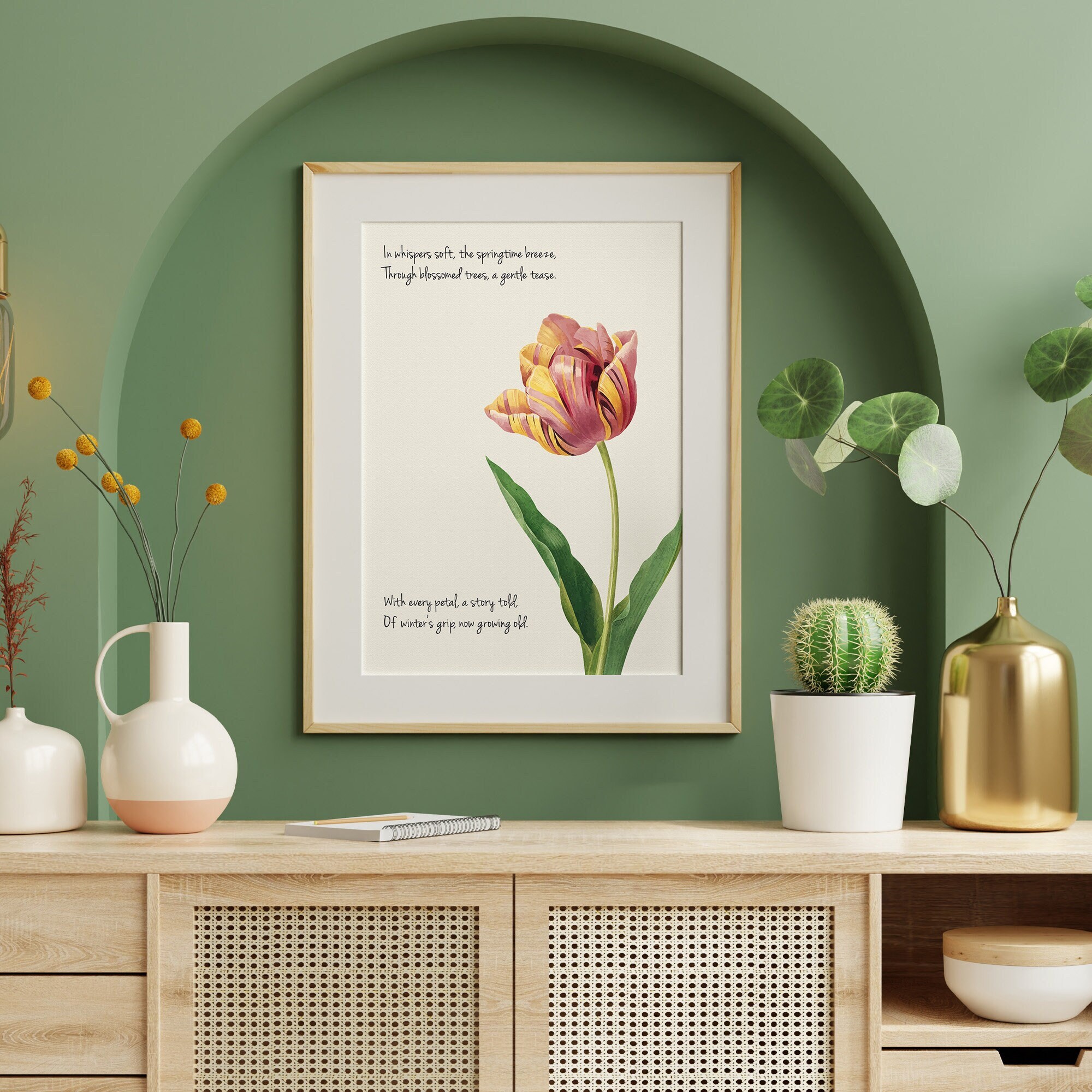 Spring Print, Spring Poem Art Print, Tulip Printable Art, Watercolor ...