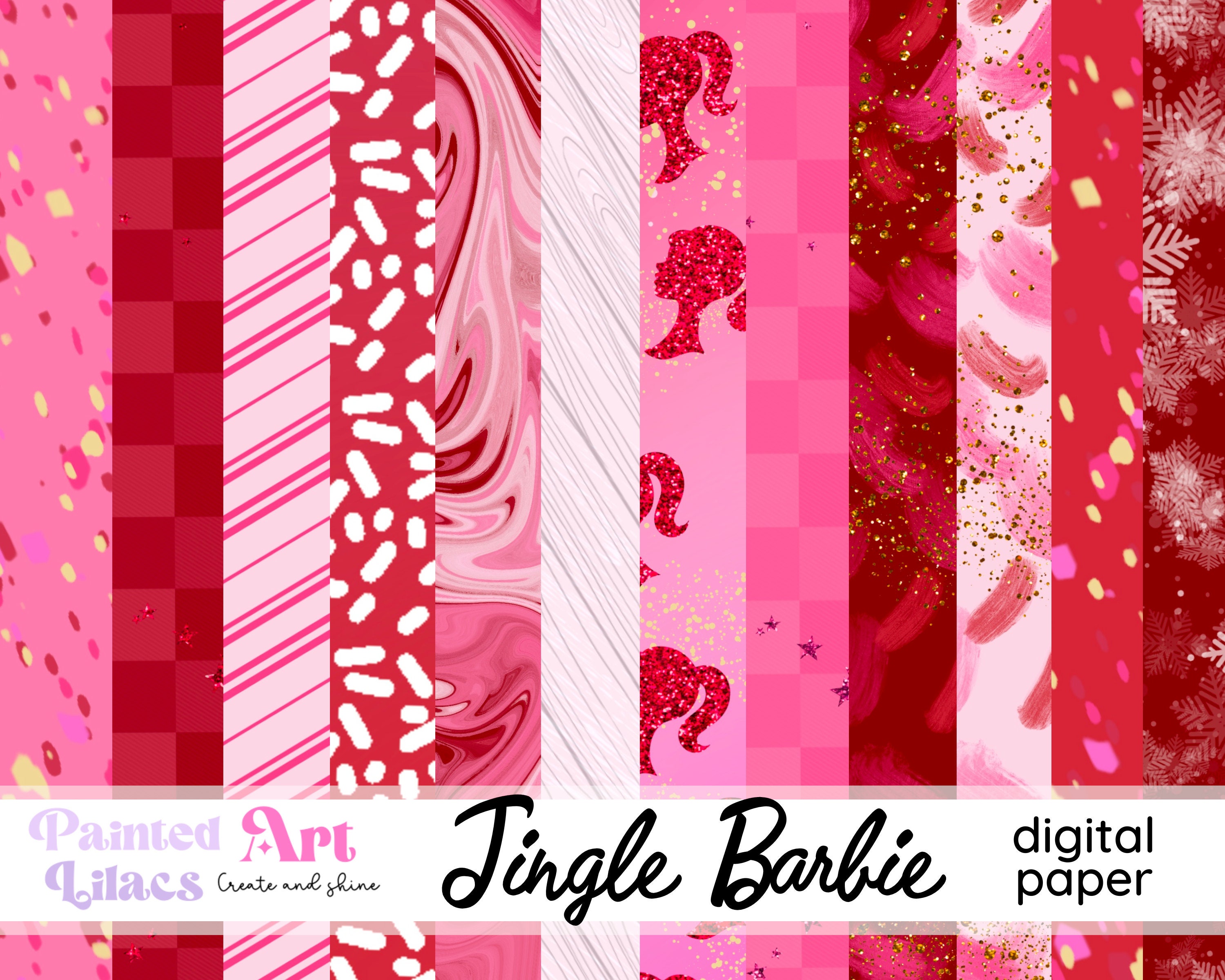 Jingle Barbie Digital Paper - Etsy