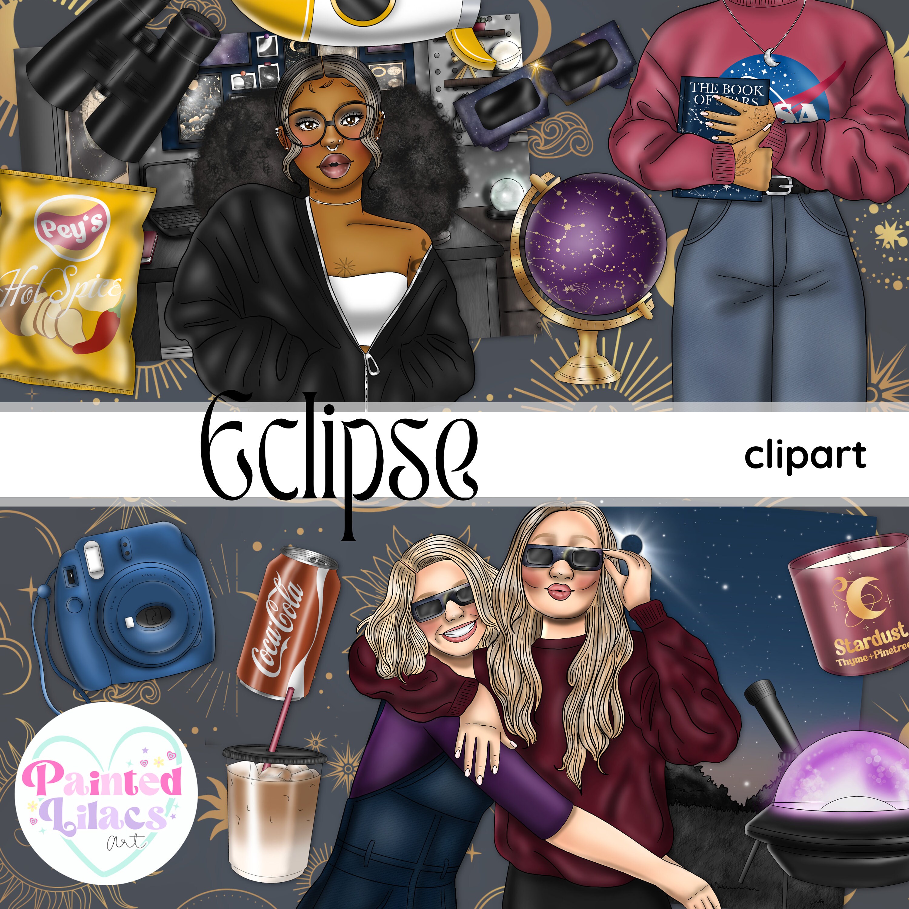 Eclipse Clipart/celestial Clipart/eclipse Clipart/celestial Art/planner ...