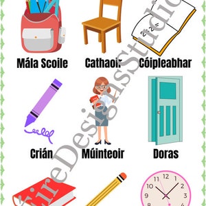 Irish Vocabulary Classroom Posters- Aesthetic Posters for Basic Words ...