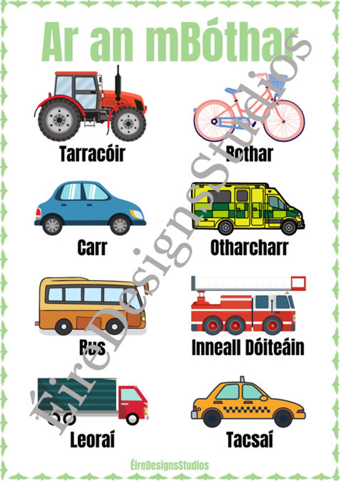 Irish Vocabulary Classroom Posters- Aesthetic Posters for Basic Words ...