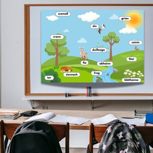 Irish Vocabulary Classroom Posters- Aesthetic Nature Poster as Gaeilge ...