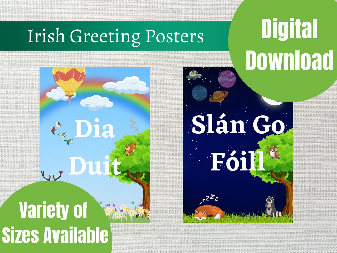 Irish Language Greeting Posters- Classroom Decor- Learning as Gaeilge ...