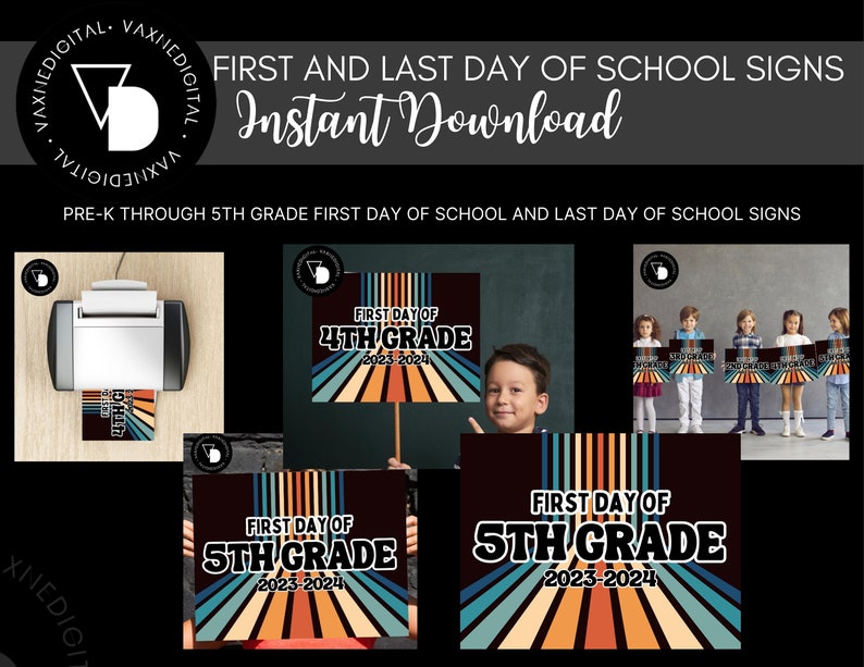 First Day & Last Day of School Signs for Pre-k to 5th Grade [printable ...