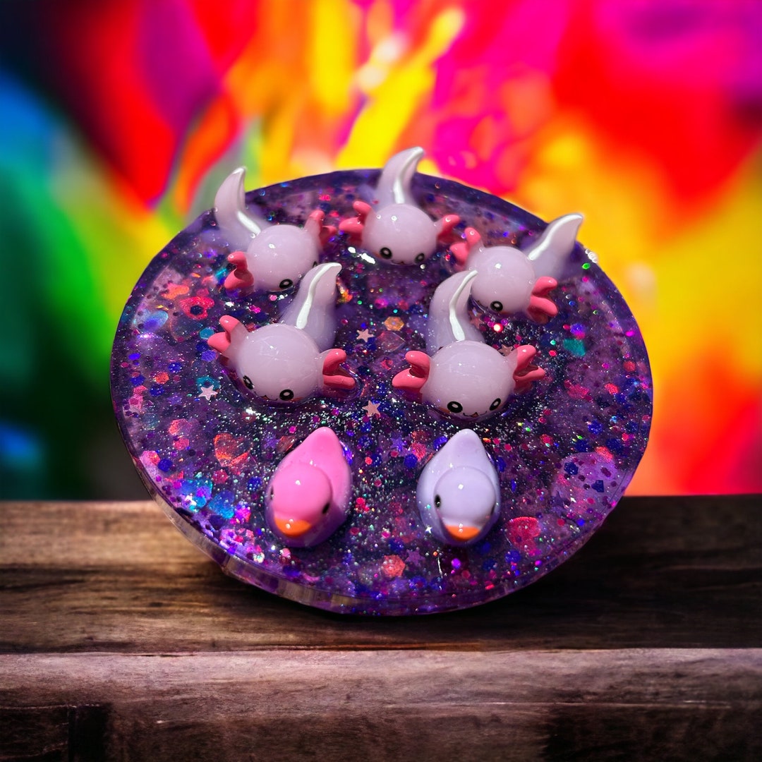 Purple Axolotl and Duck Glitter Diorama Resin and Glitter - Etsy